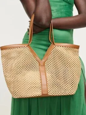 Bags | Naida Woven Tote Bag Large Coastal Chic Shoulder Bag Viral ...